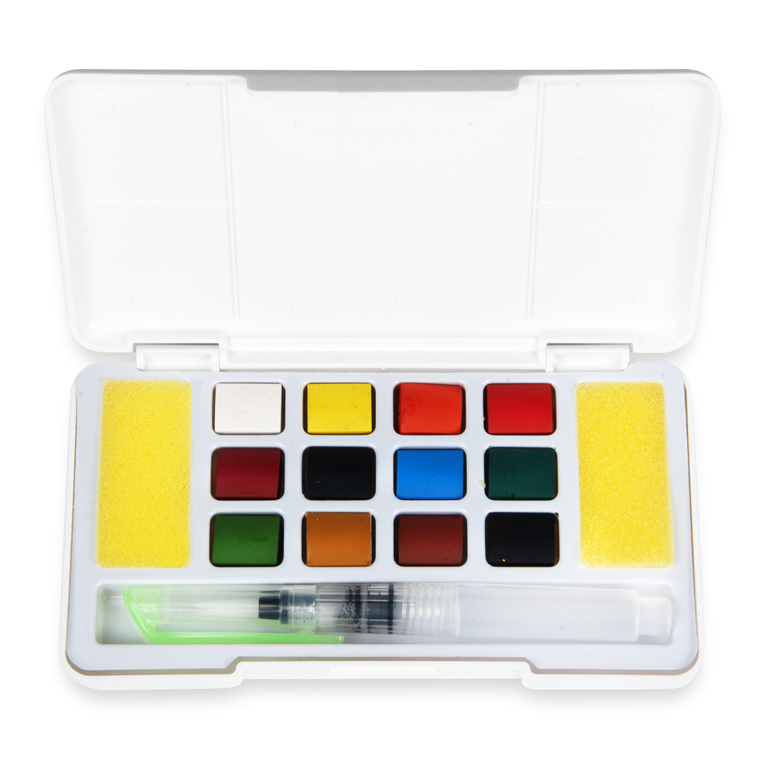 Watercolor Half Pan Set-12 colors with plastic case - Becreative