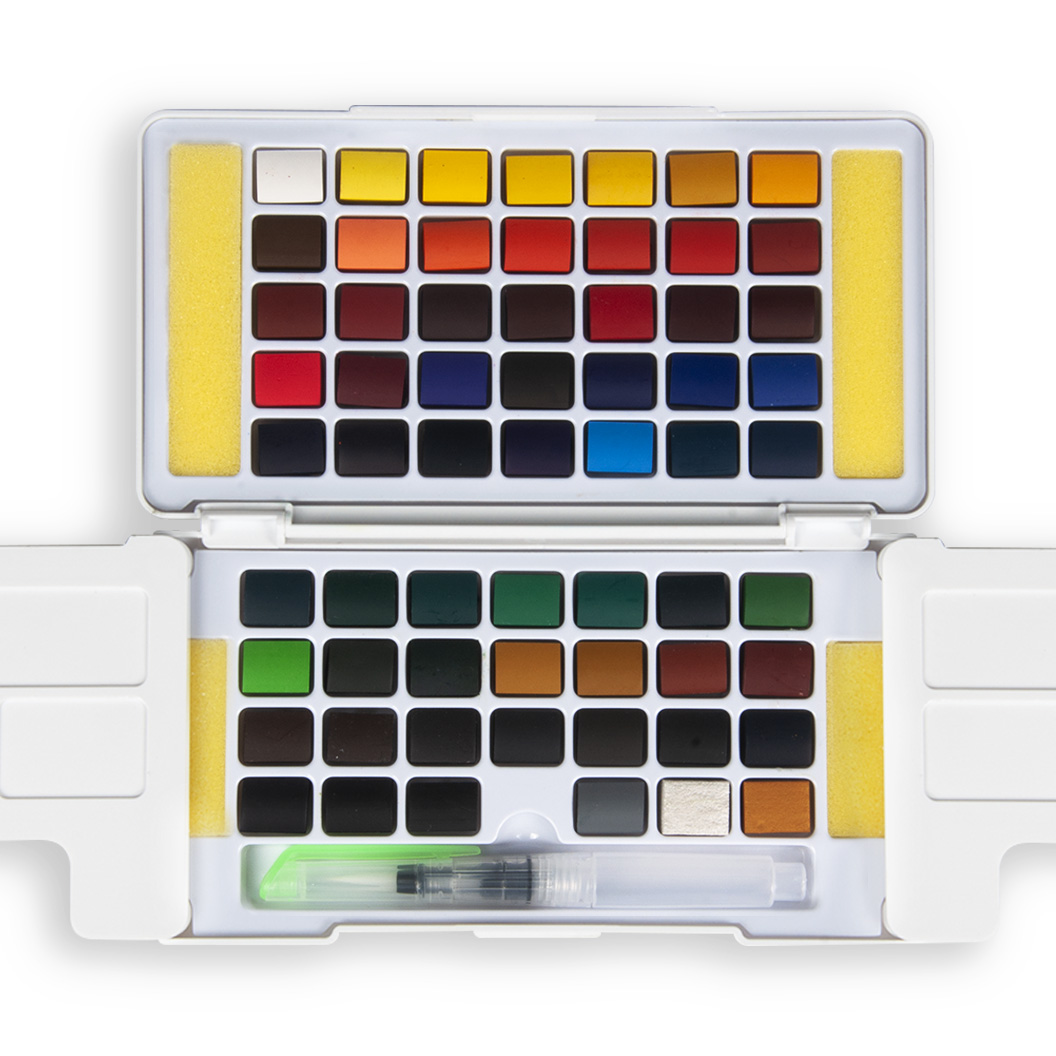 Watercolor Half Pan Set-60colors with plastic case - Becreative