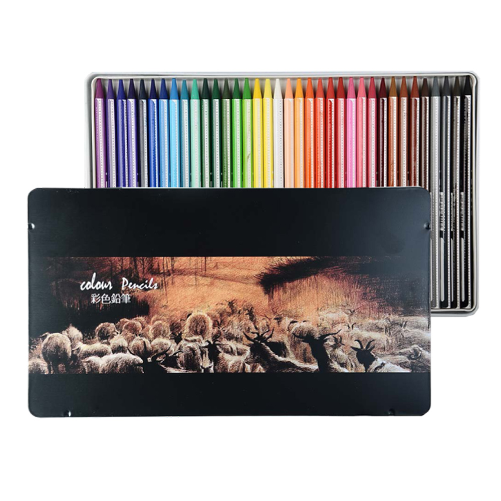 Paint Based Woodless Watercolor Pencil Set-36 colors with tin - Becreative