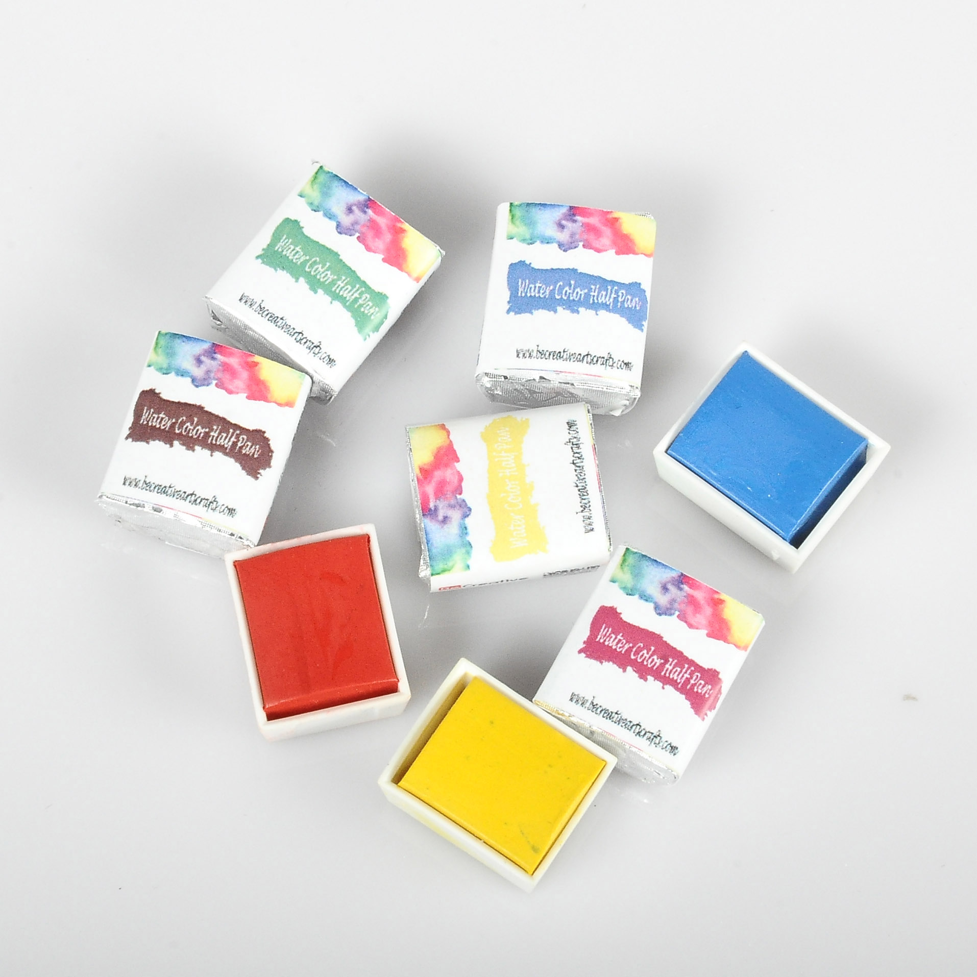 Watercolor Half Pan Set-12 half pans with simple tin - Becreative