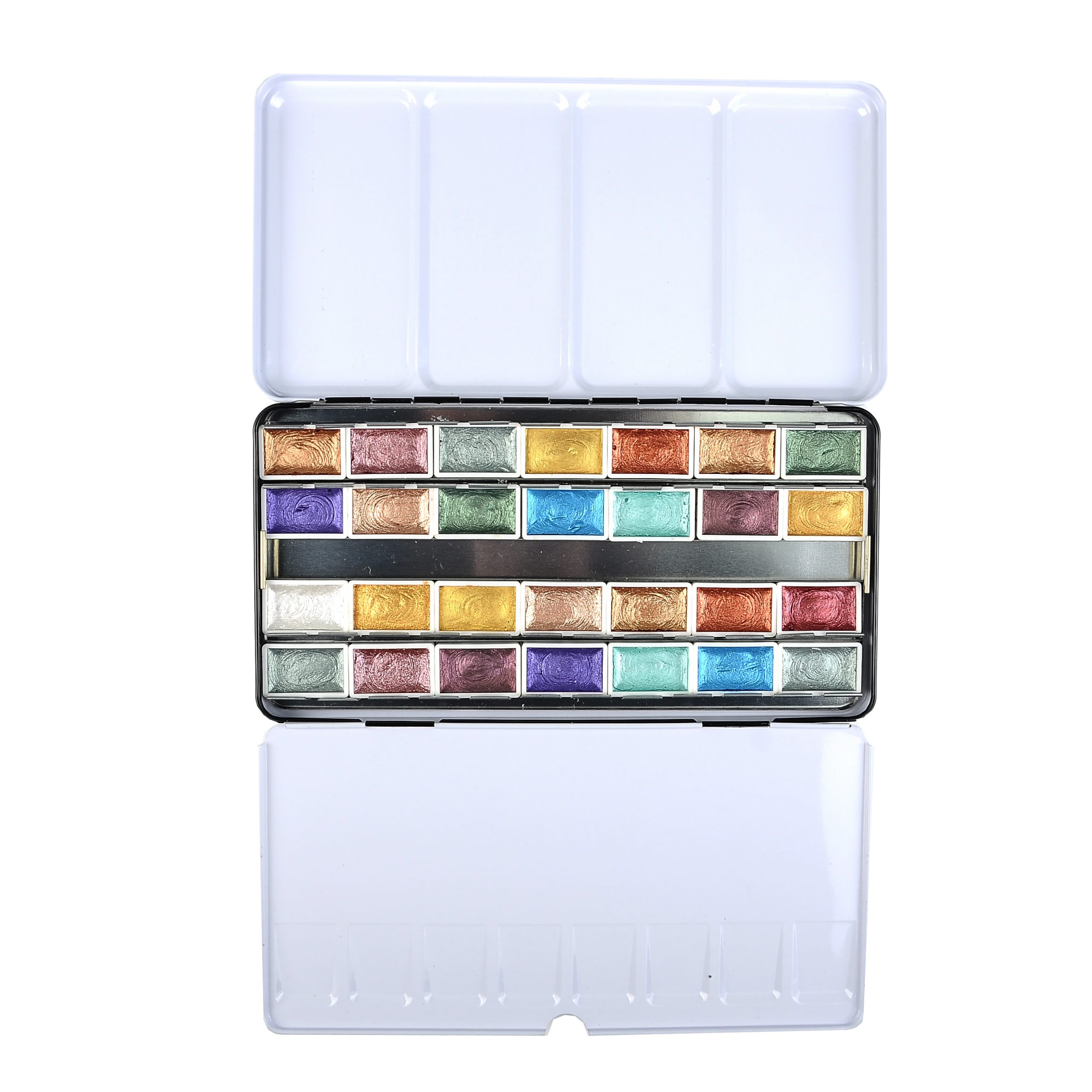 Metallic Watercolor Full Pan Set-6 colors with travel tin - Becreative