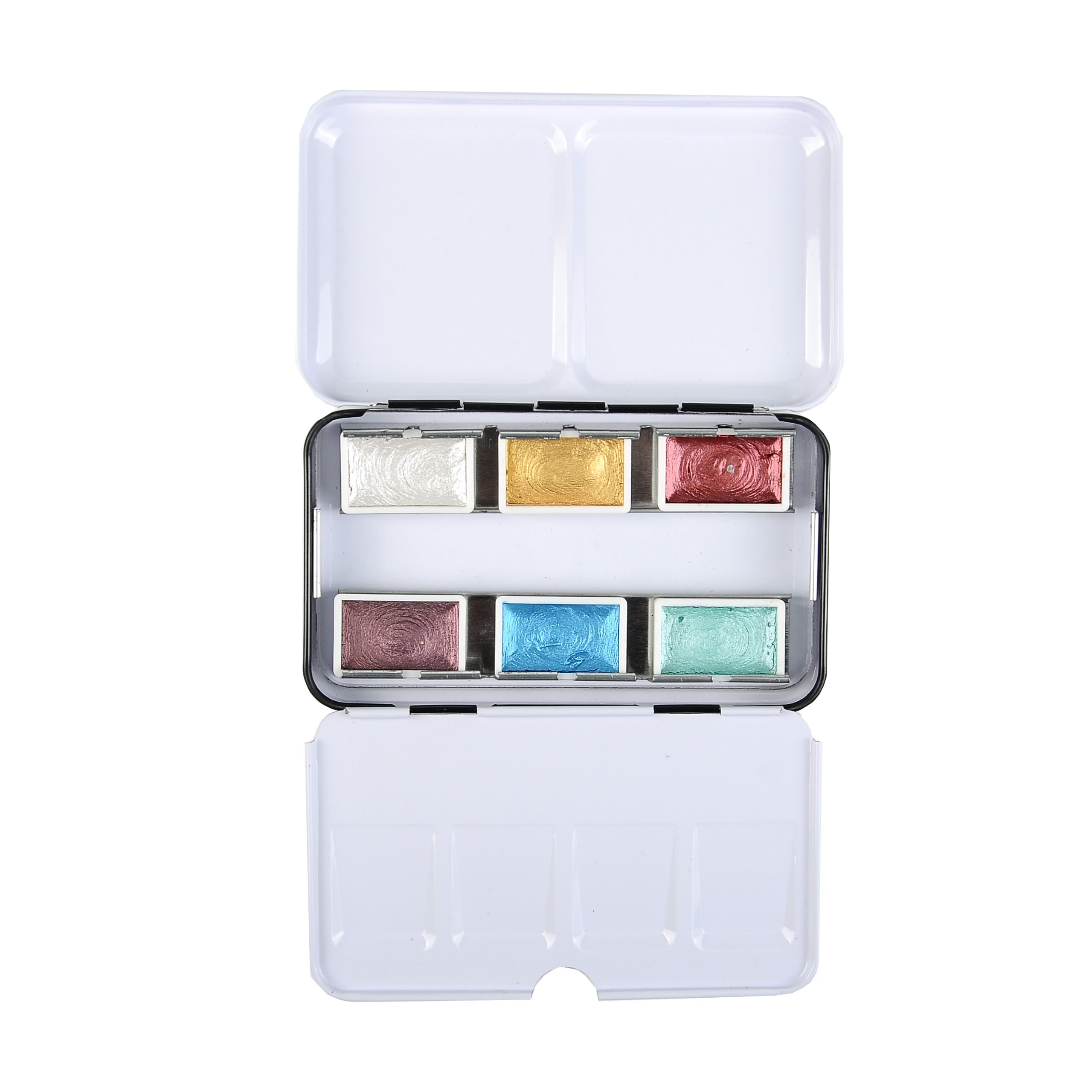 Metallic Watercolor Full Pan Set-6 colors with travel tin - Becreative