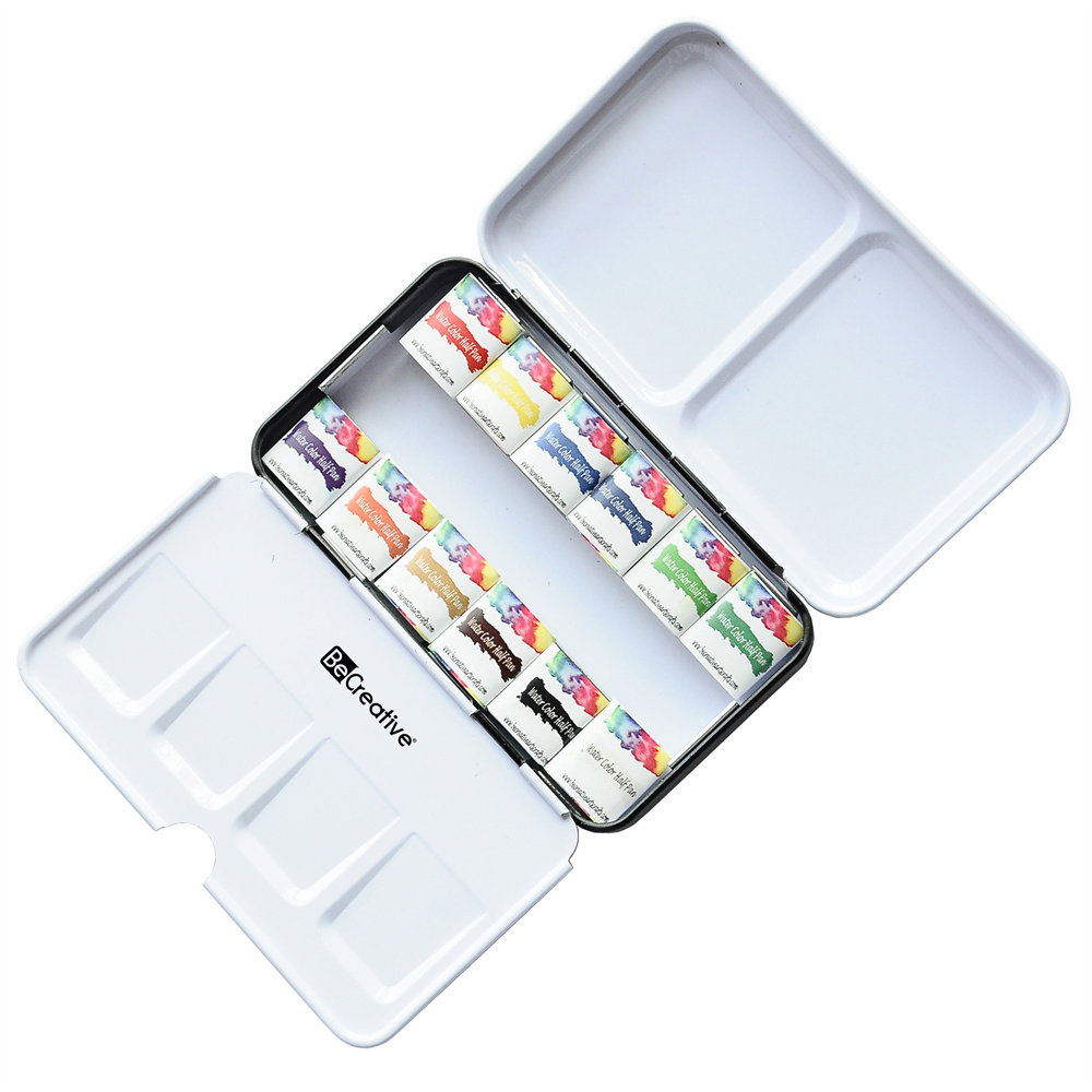 Watercolor Half Pan Set-12 colors with travel tin - Becreative