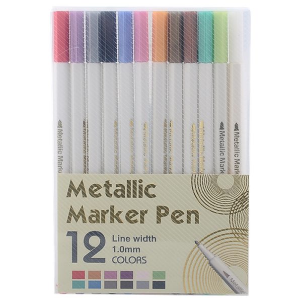 Water Based Metallic Marker Set-12 Colors- Becreative