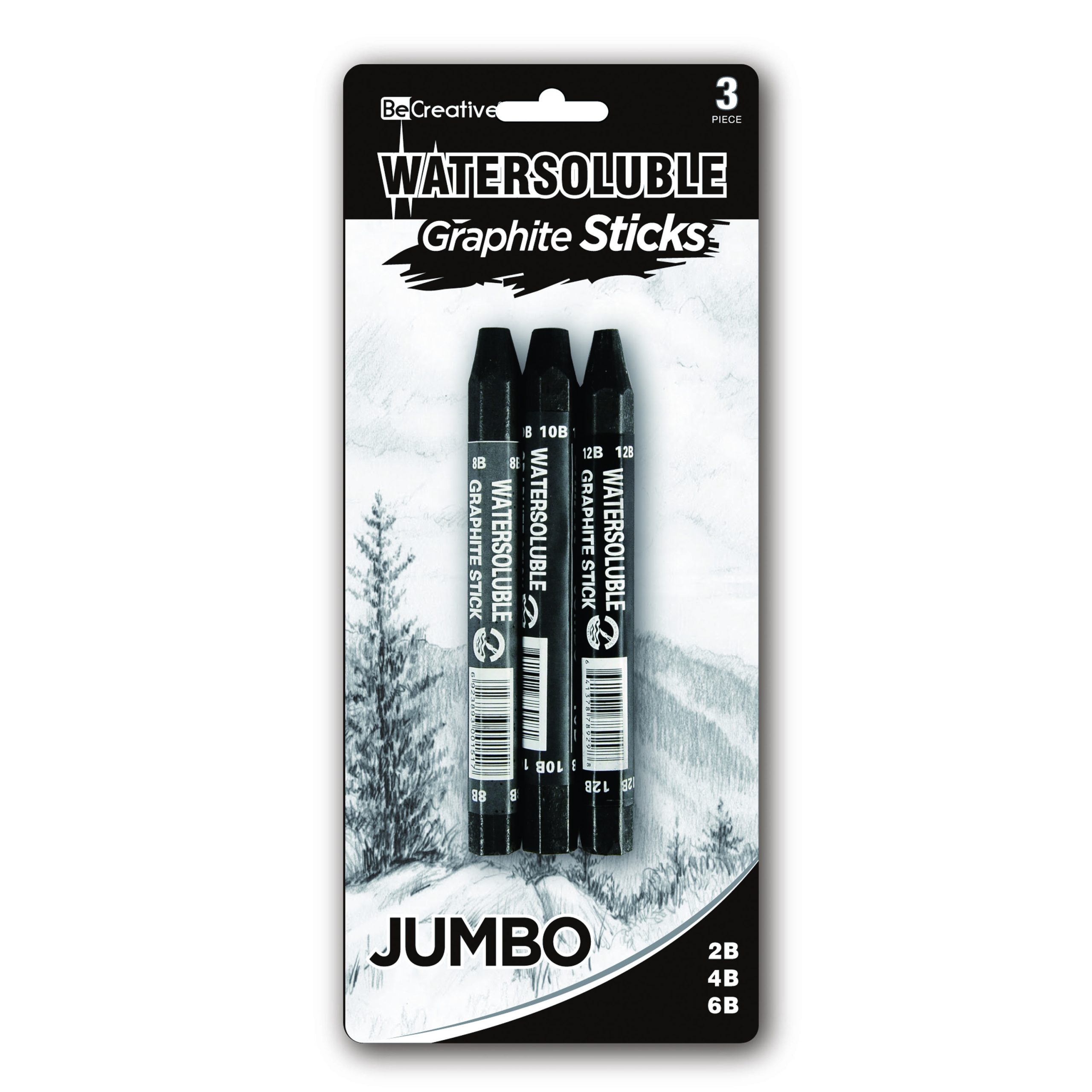 Water-soluble Woodless Graphite Pencil Set-3 grades - Becreative