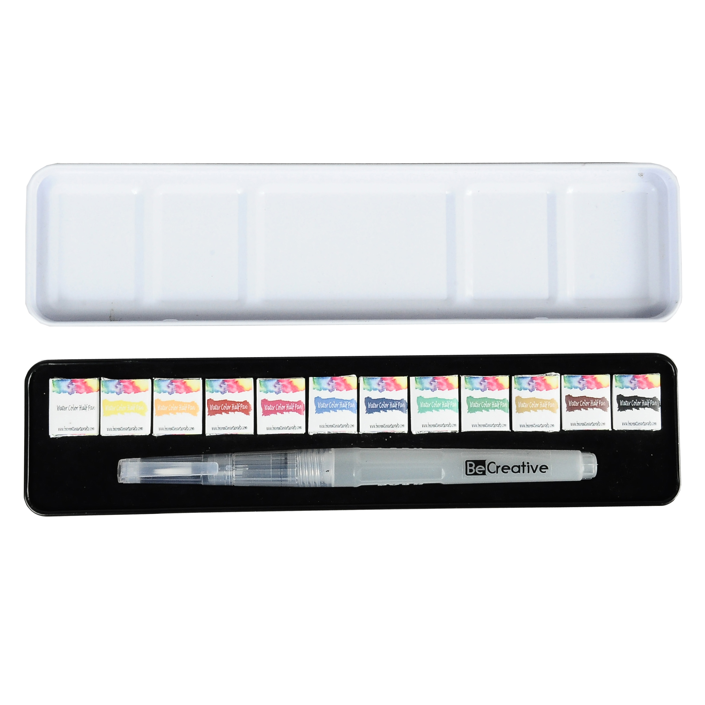 Watercolor Half Pan Set-12 half pans with simple tin - Becreative