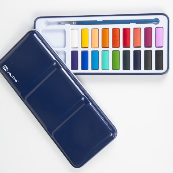 Watercolor Full Pan Set-18 colors with simple tin - Becreative