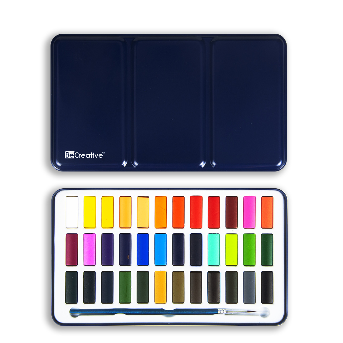 Watercolor Full Pan Set-36 colors with simple tin - Becreative