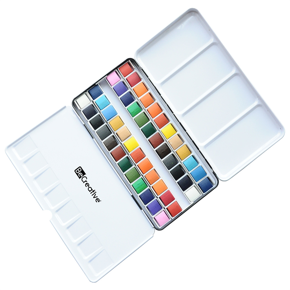 Watercolor Half Pan Set-48colors with travel tin - Becreative