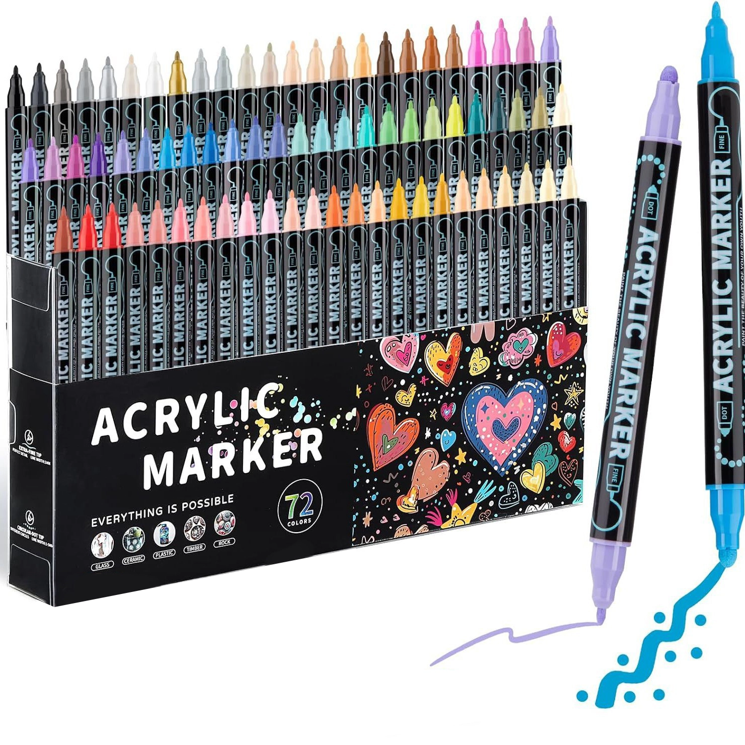 OEM/ODM Acrylic Paint Marker Set With Fibre Ink Reservoir Double Ended ...