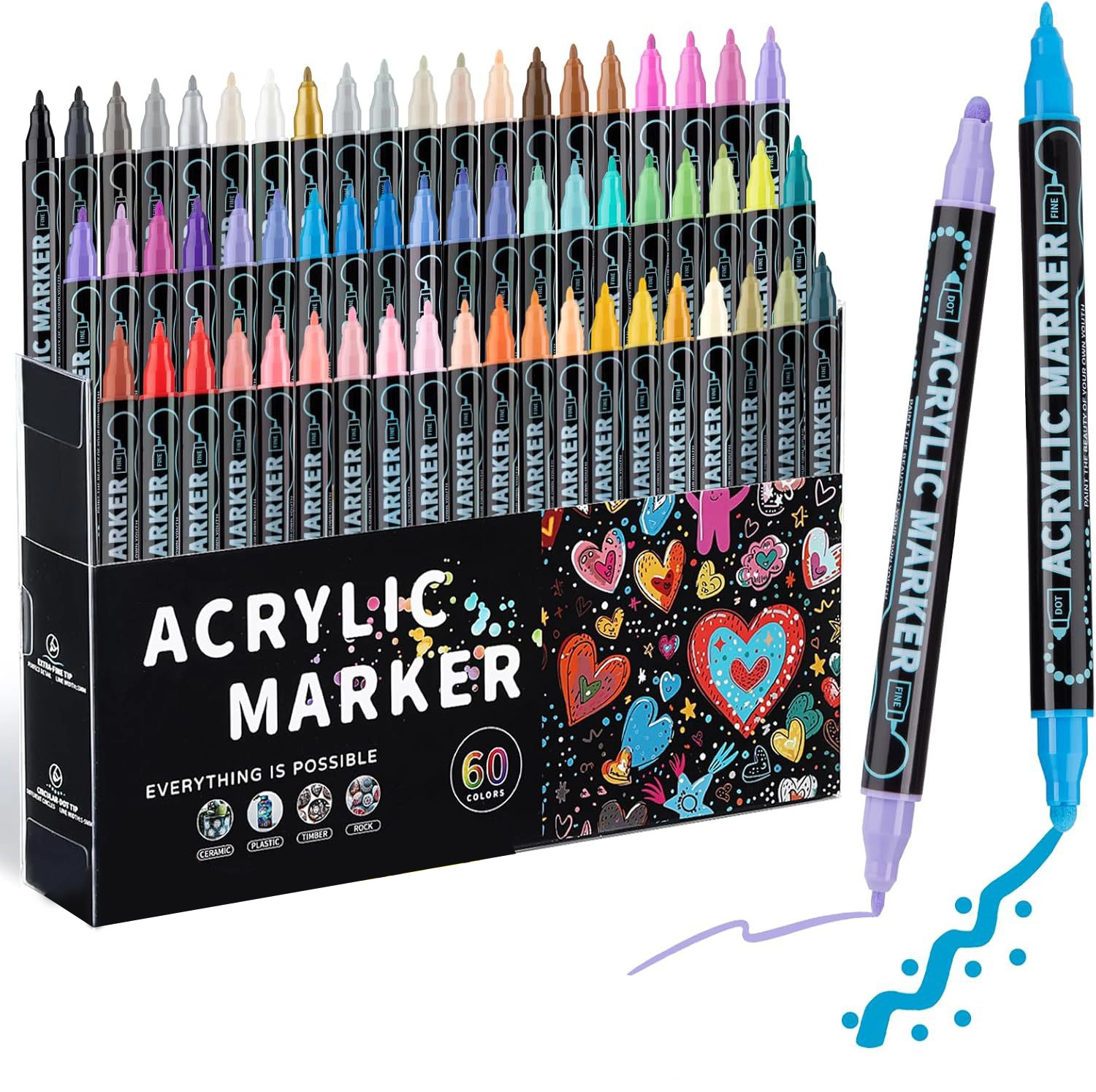 OEM/ODM Acrylic Paint Marker Set With Fibre Ink Reservoir Double Ended ...