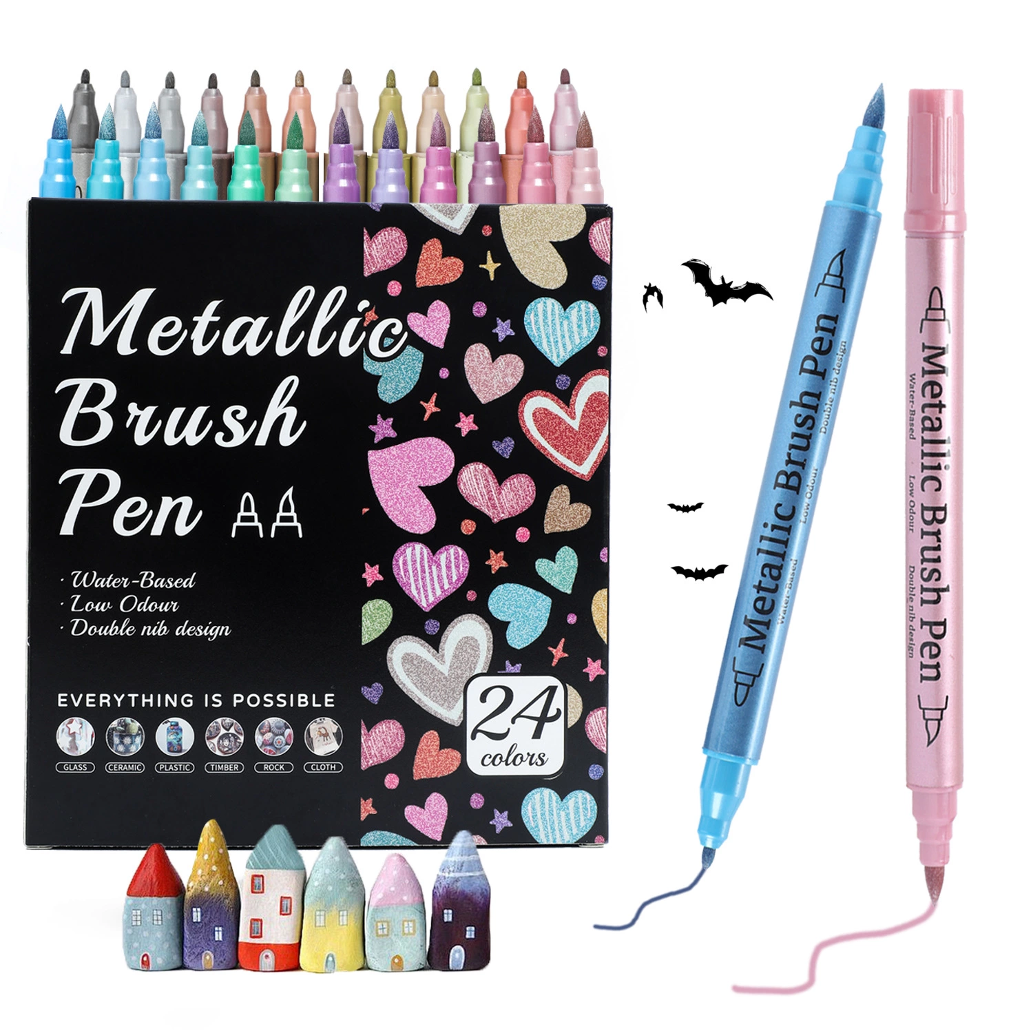 OEM/ODM Metallic Paint Marker Set With Fibre Ink Reservoir Double Ended ...