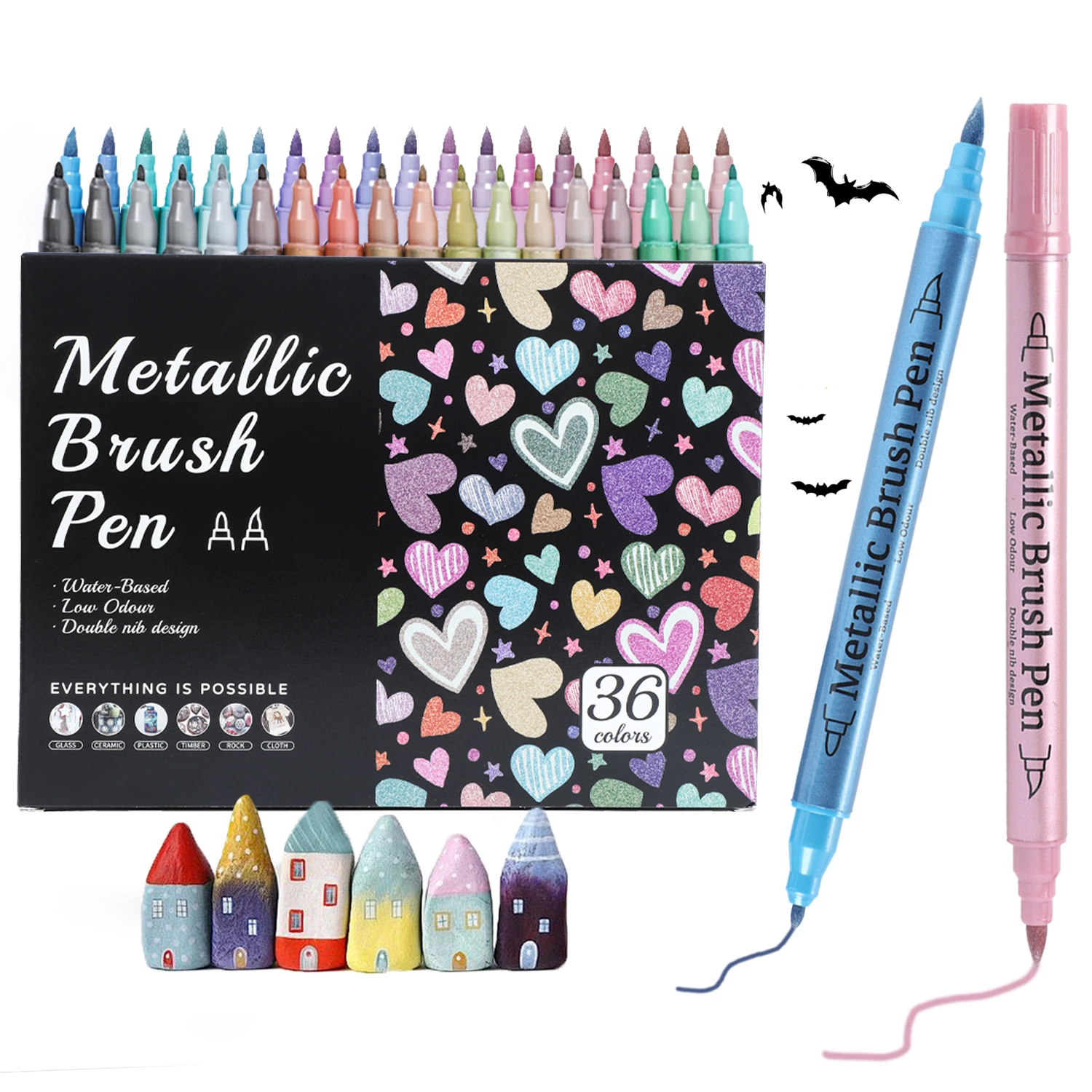 OEM/ODM Metallic Paint Marker Set With Fibre Ink Reservoir Double Ended ...